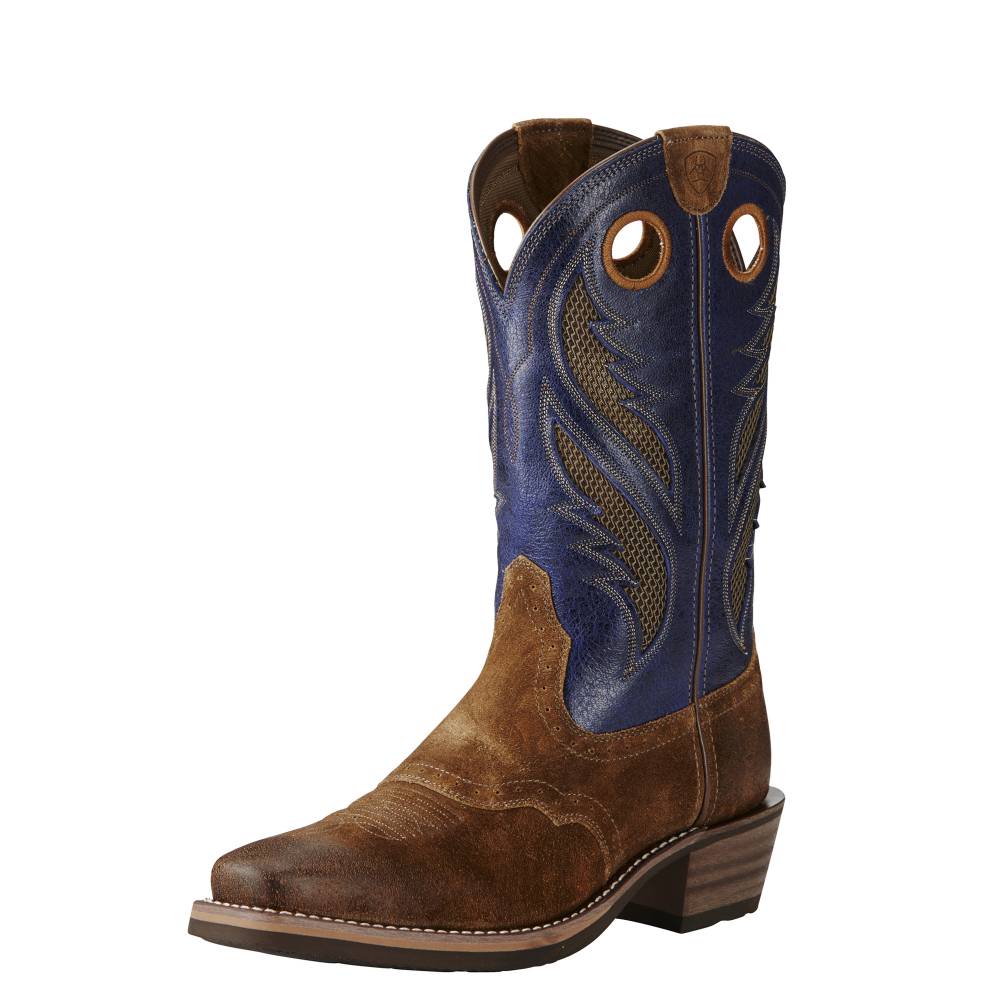 Ariat Mens Heritage Roughstock Venttek Boot Antique Mocha Suede
